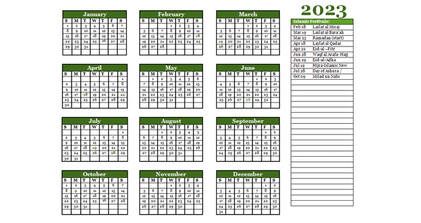 Pakistan 2023 Public holidays - Islamic Calendar - The Upcut